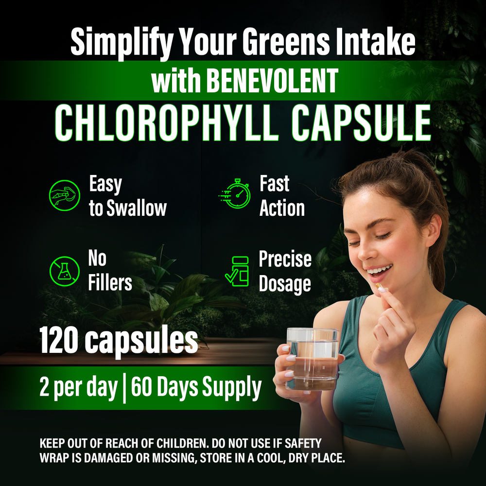 Organic Chlorophyll 700mg (120 Veggie Caps) - Benevolent Nourishment