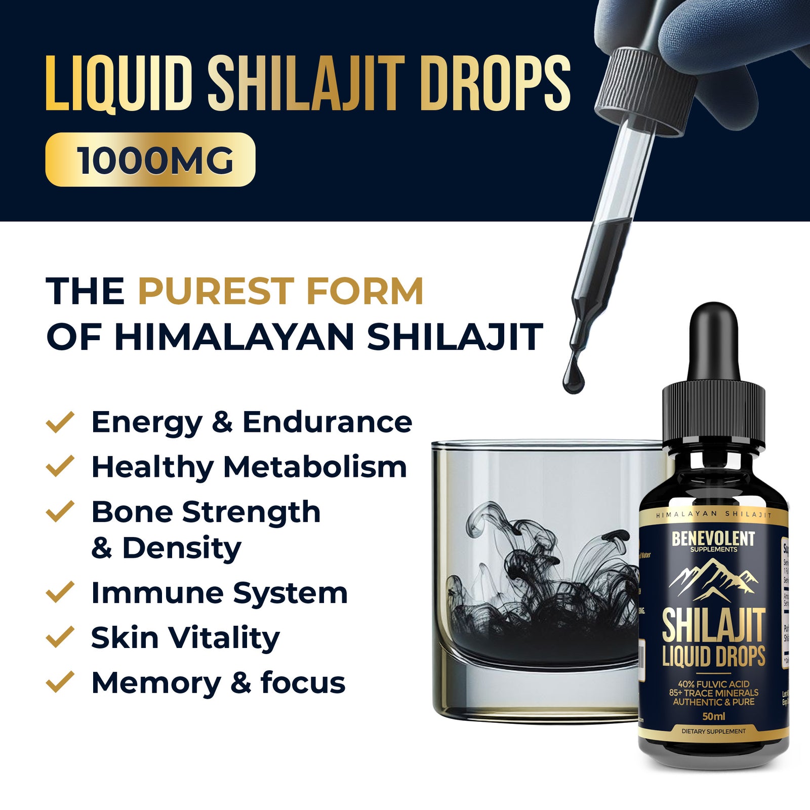 Liquid Himalayan Shilajit Drops (50 ml) - Benevolent Nourishment