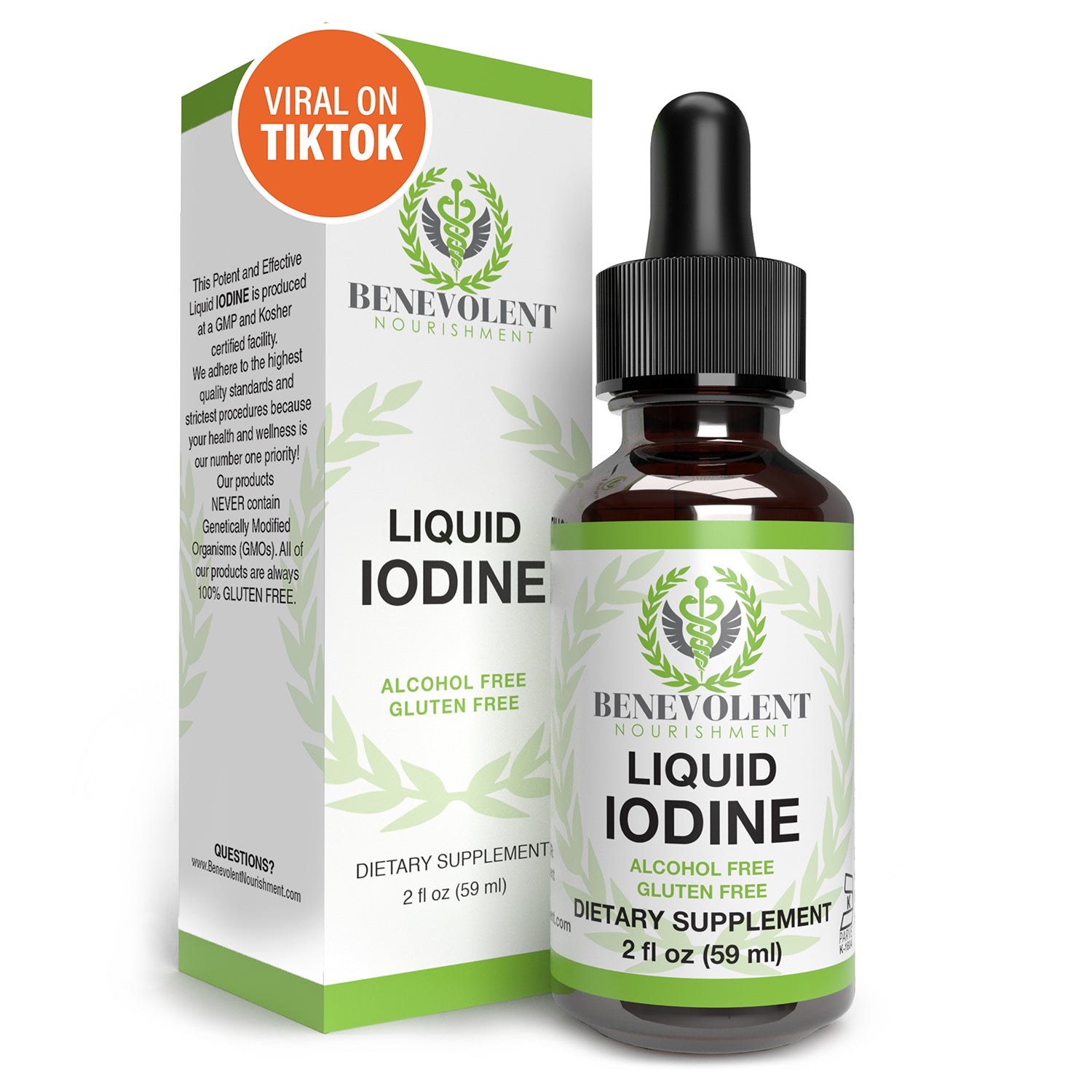 Liquid Iodine Drops for Thyroid Support (1300 servings)