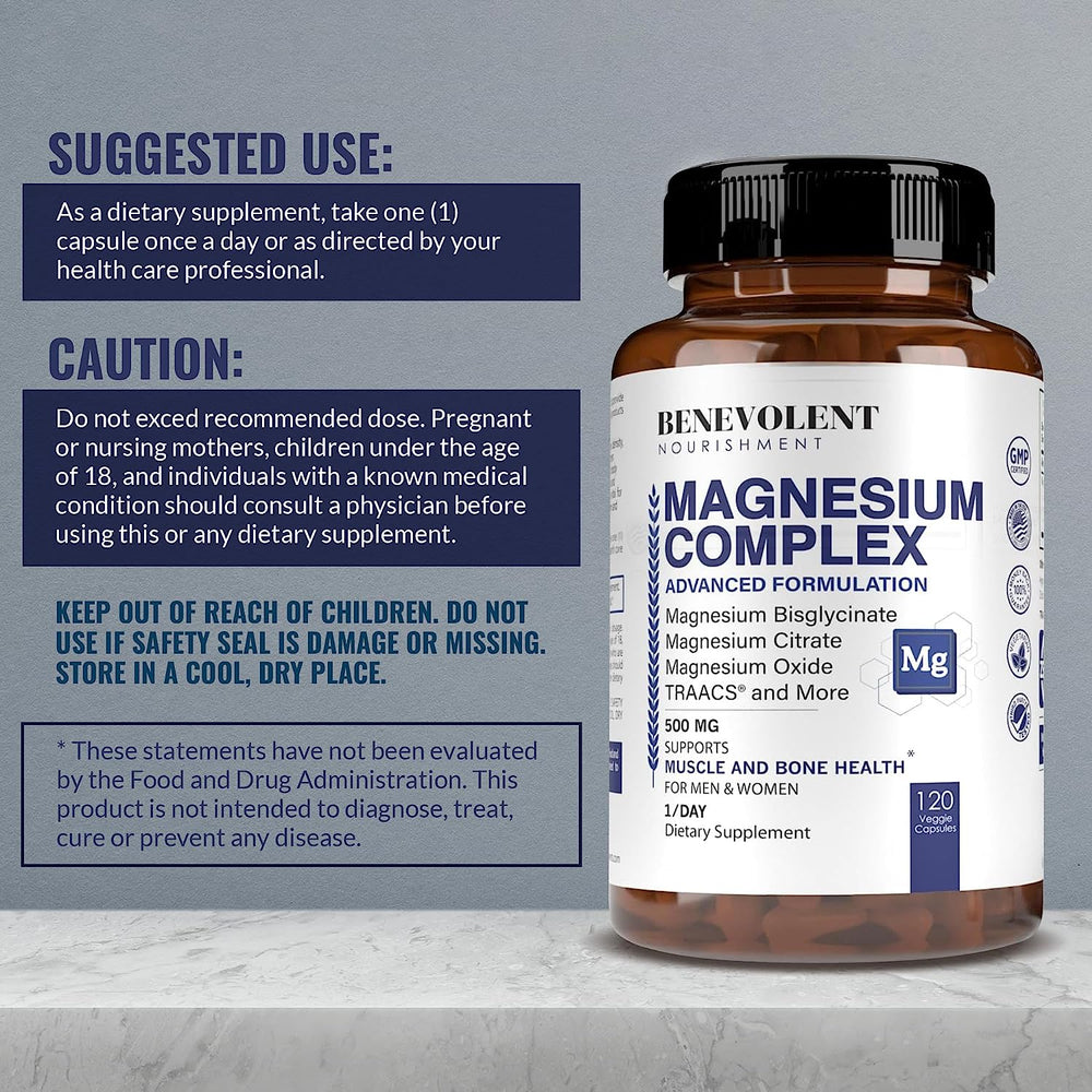 Magnesium Complex 500 mg (120 servings) - Benevolent Nourishment