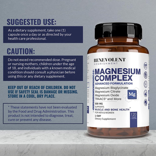 Magnesium Complex 500 mg (120 servings) - Benevolent Nourishment