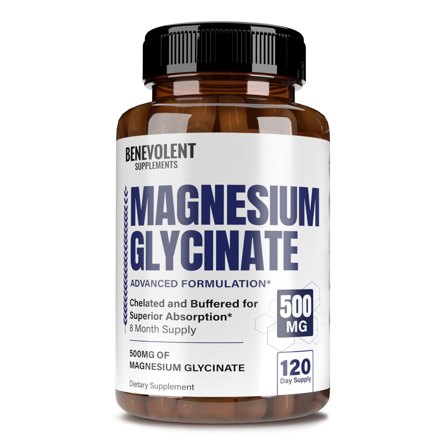 Magnesium Glycinate 500 mg (120 servings) - Benevolent Nourishment