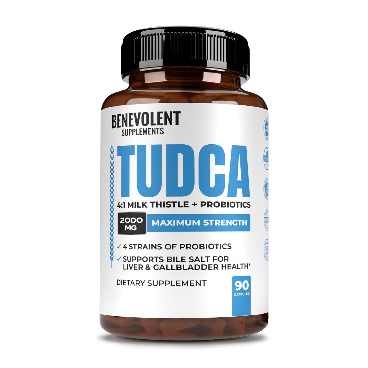 TUDCA Bile Salts with Milk Thistle, Probiotics - Benevolent Nourishment