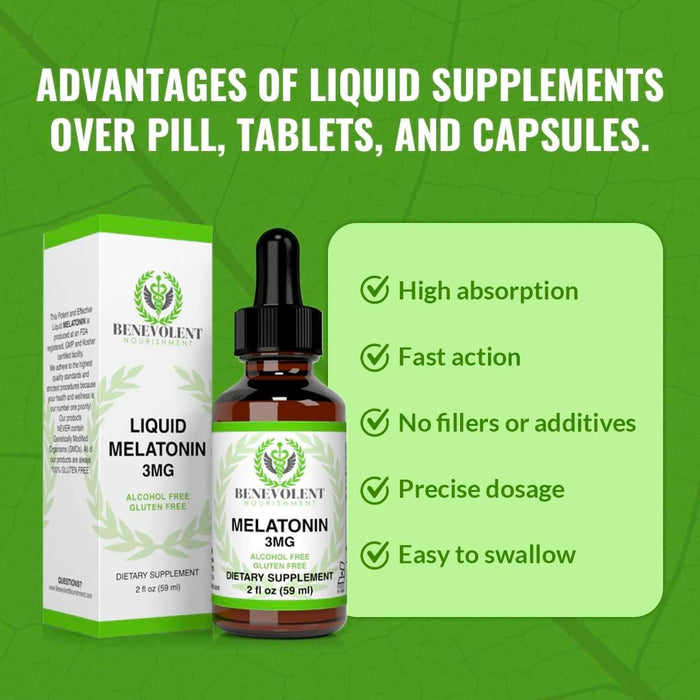 Liquid Melatonin Sleep Aid Drops for Kids and Adults (59 servings)