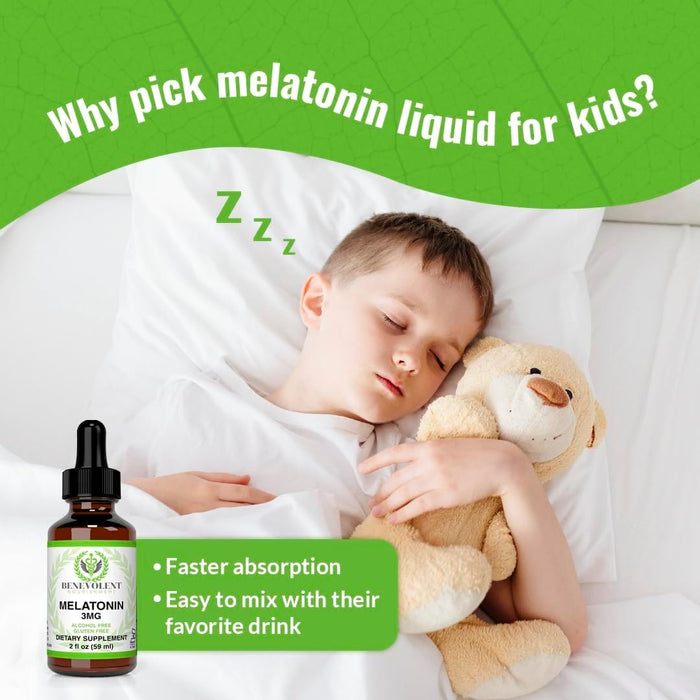 Liquid Melatonin Sleep Aid Drops for Kids and Adults (59 servings)