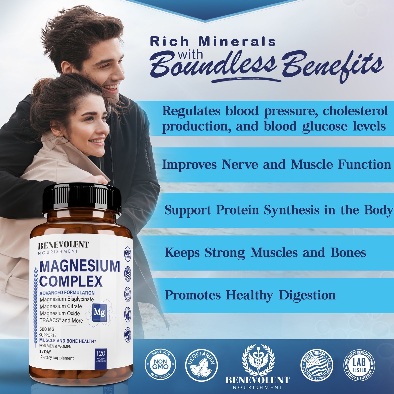 Magnesium Complex 500 mg (120 servings) - Benevolent Nourishment