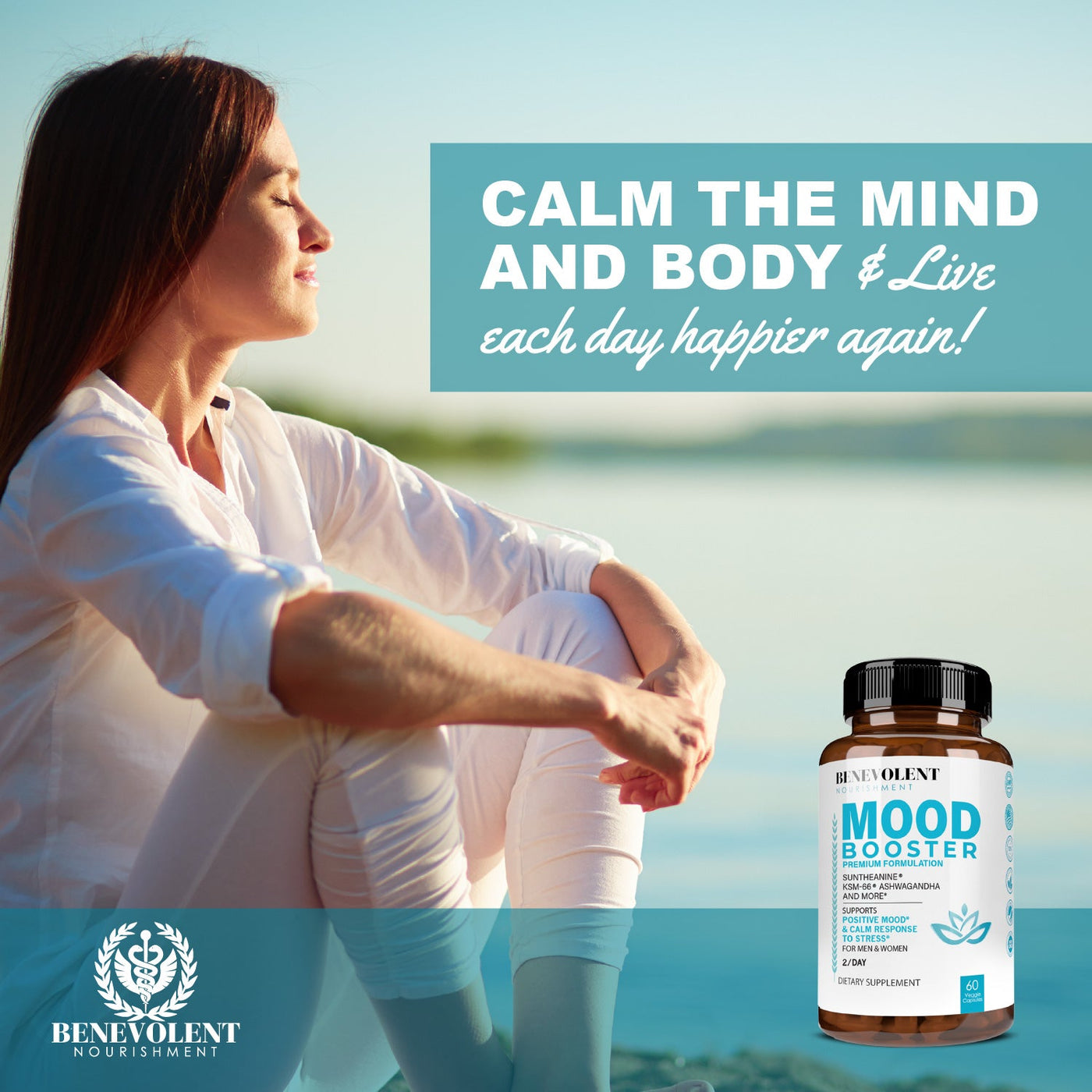 Mood Booster Supplement for Stress and Sleep Support (30 servings)