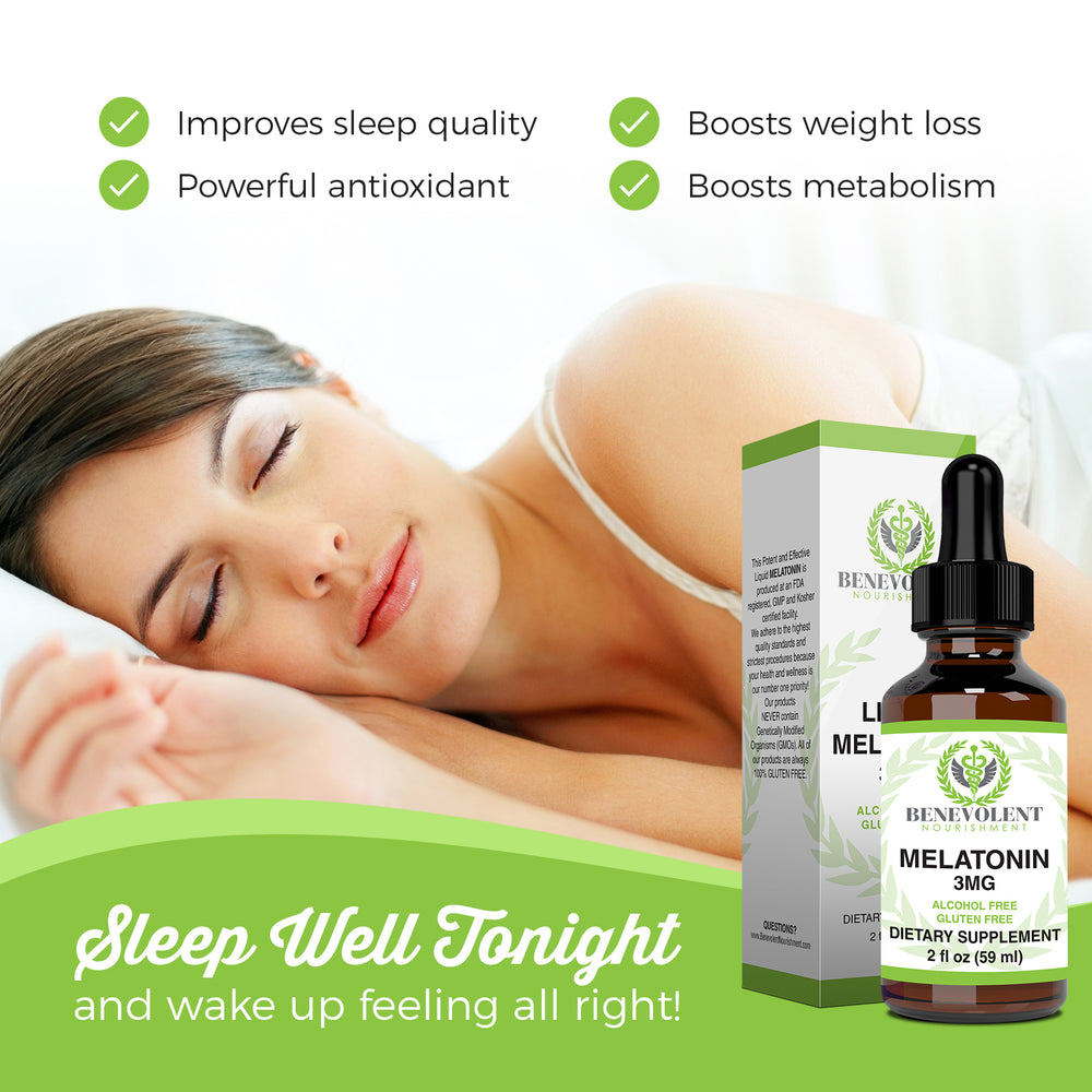 Liquid Melatonin Sleep Aid Drops for Kids and Adults (59 servings)