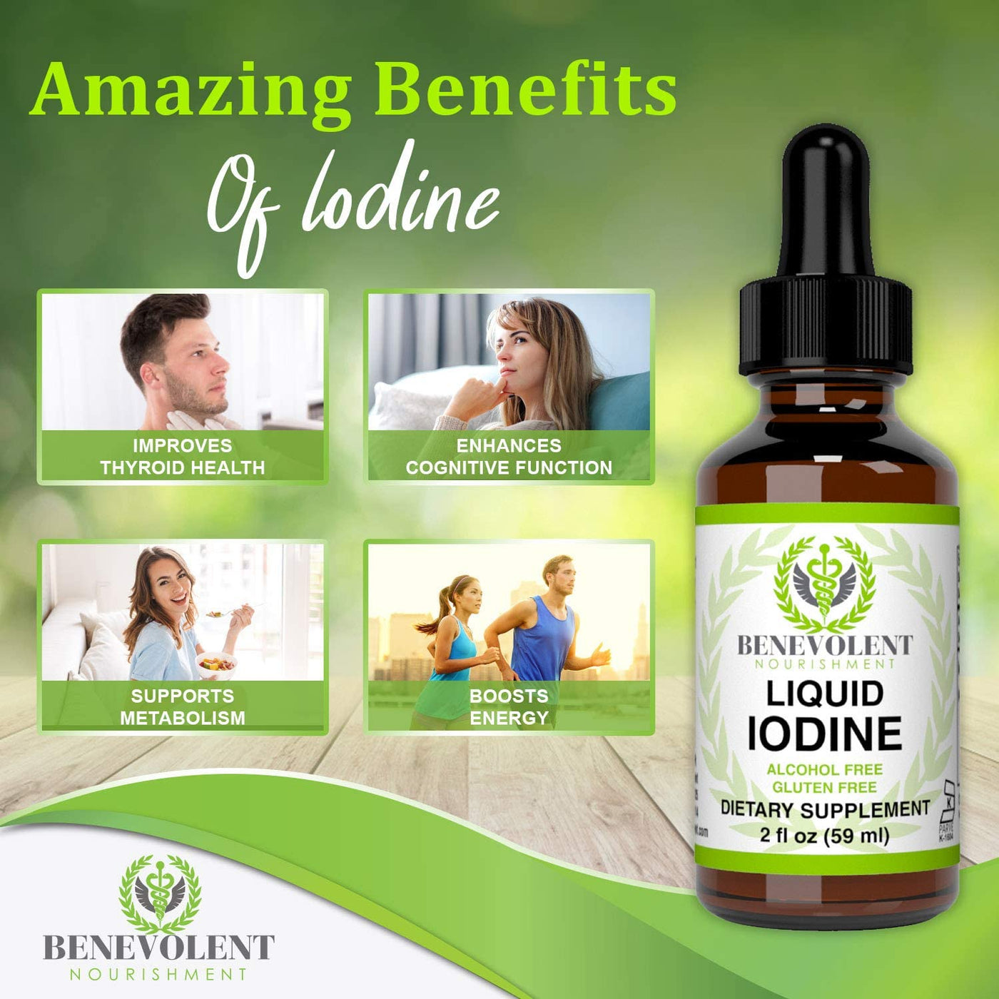 Liquid Iodine Drops for Thyroid Support (1300 servings)