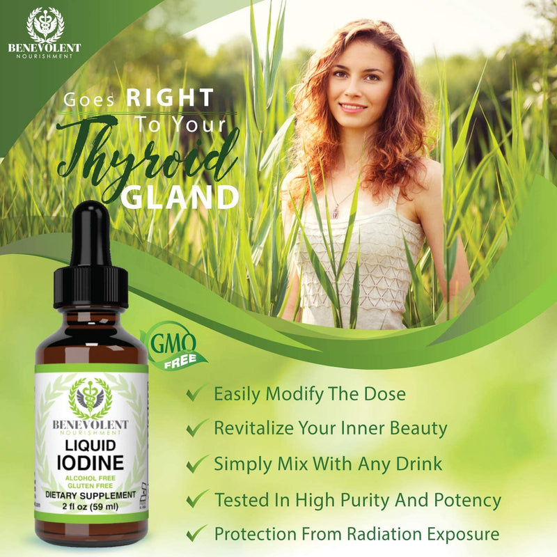 Liquid Iodine Drops for Thyroid Support (1300 servings)